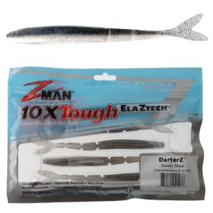 z-man dt6-57pk5 darterz 6" smoky shad 5 pack, multi, one size