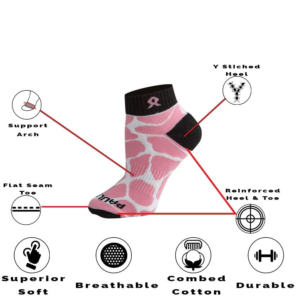 Paul Bryan Pink Ribbon Breast Cancer Awareness Socks (Cotton, Pink)