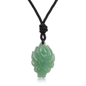 coai green aventurine stone amulet nine tailed fox pendant necklace for women girls