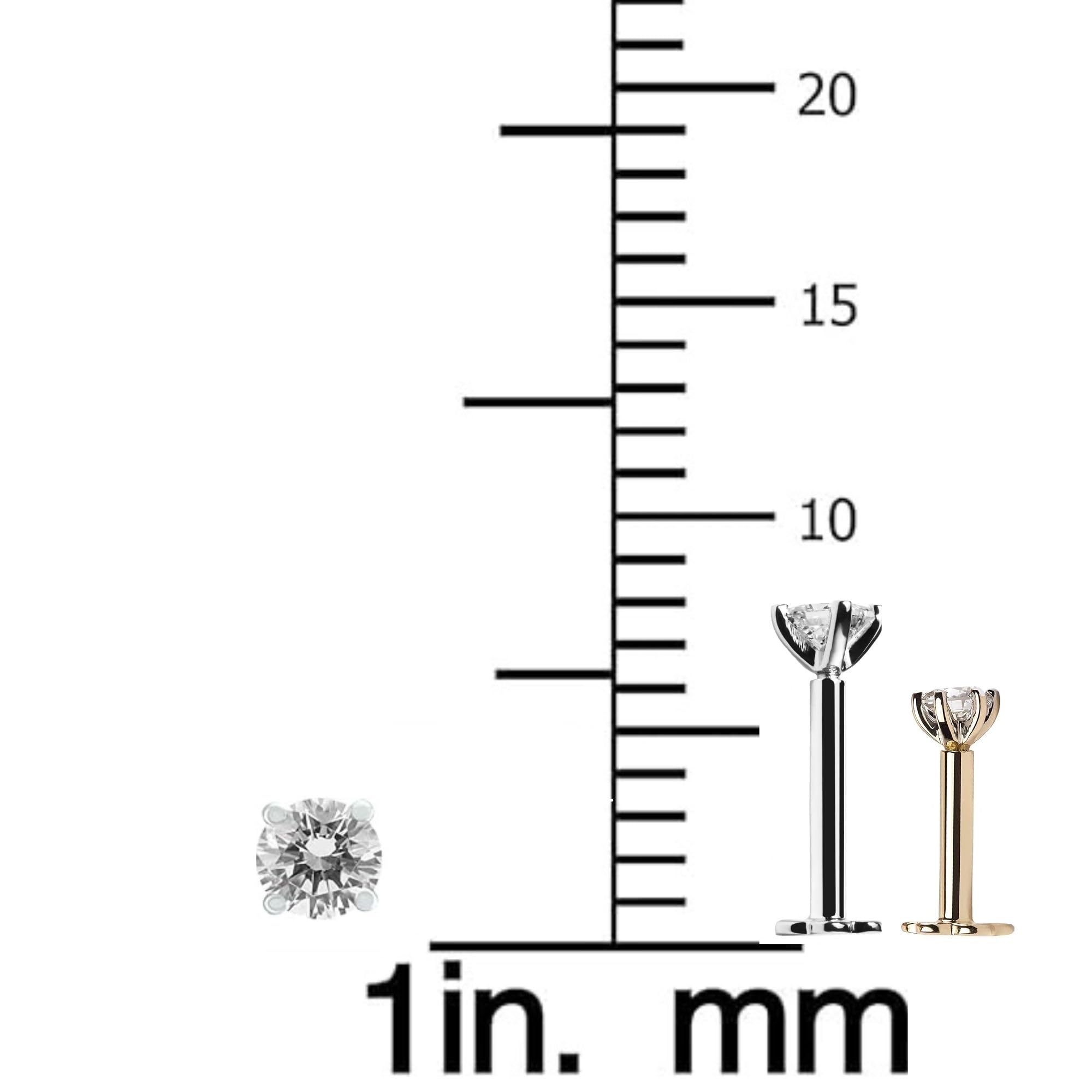 Demira Jewels 14K White Gold Diamond Nose Ring - 2.4mm to 3.4mm Sizes, 16G Gauge, HI Color, I1-I2 Clarity, Kimberley Process Certified.