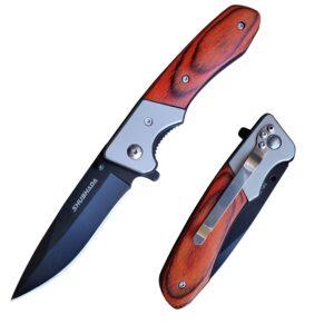 shubhada tactical everyday carry ultra smooth one hand opening folding pocket knife for recreational work hiking camping (black)