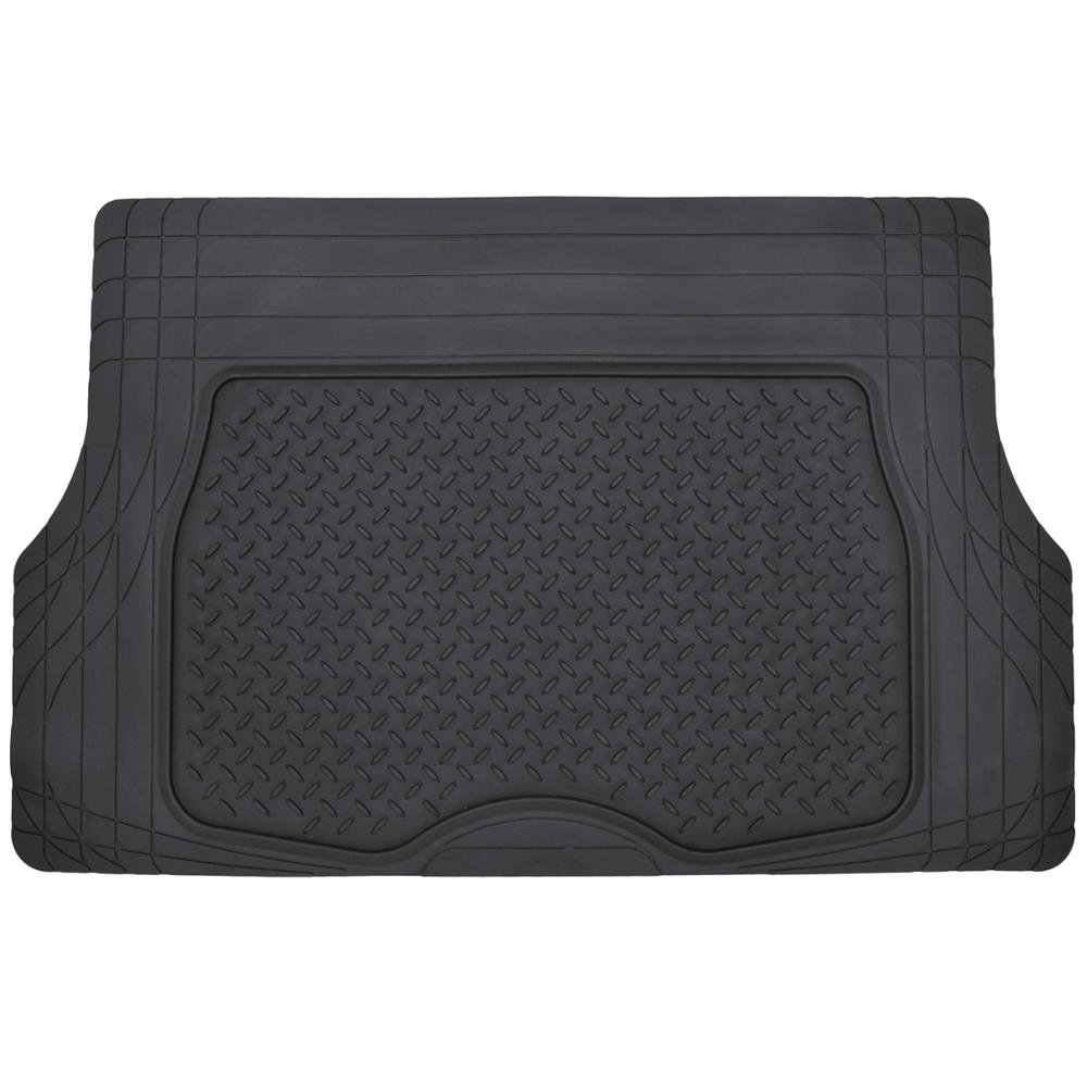 Motor Trend Original FlexTough Black Rubber Car Floor Mats with Cargo Liner - All Weather Automotive Floor Mats, Heavy Duty Trim to Fit Design, Odorless Floor Liners for Cars Truck Van SUV