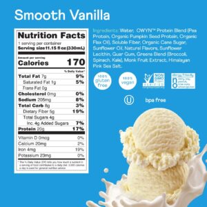 OWYN 100% Vegan Plant-Based Protein Shakes | Smooth Vanilla, 11.15 Fl Oz (Pack of 4) | Dairy-Free, Gluten-Free, Soy-Free, Tree Nut-Free, Egg-Free, Allergy-Free, Vegetarian