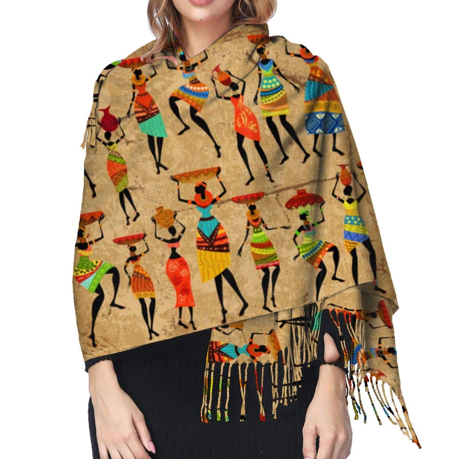 GregTins African American Women Scarf Womens Warm Long Shawl Wraps Large Scarves Knit Cashmere Fringed Scarf Blanket Scarf Mothers Day Gifts