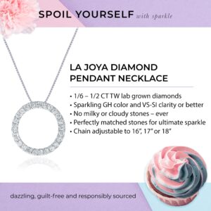 Circle Diamond Necklace For Women | 1/2 CTTW Real White Gold Plated 925 Sterling Silver Lab Made Diamond Pendant Necklace | Ideal Gift for Girls of all Ages