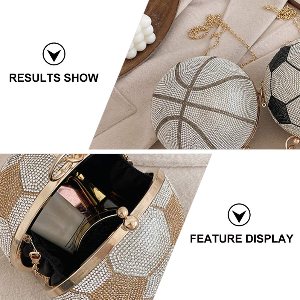 Evening Bag for Women Round Soccer Ball Football Shaped Purse Crossbody Dazzling Handle