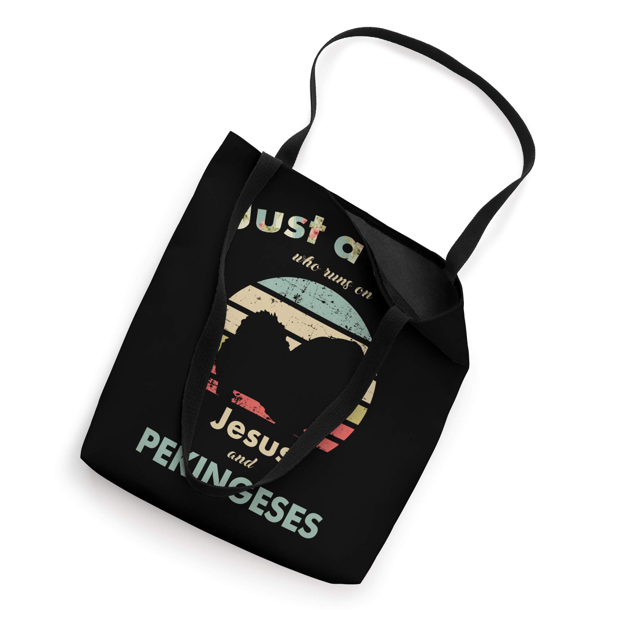 Just A Girl Who Runs on Jesus and Pekingeses Retro Dog Tote Bag