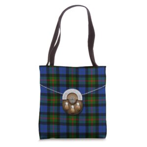 scottish clan gunn tartan plaid with sporran tote bag