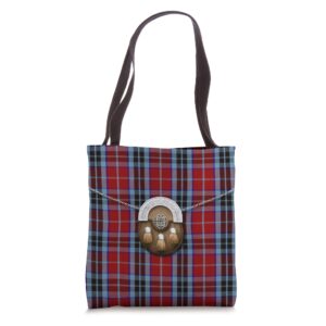 scottish clan mactavish tartan plaid with sporran tote bag