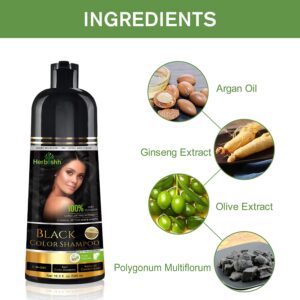 Herbishh Hair Color Shampoo for Gray Hair – Magic Hair Dye Shampoo – Colors Hair in Minutes–Long Lasting–500 Ml–3-In-1 Hair Color–Ammonia-Free (Black)