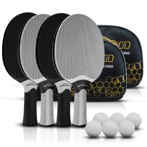 senston table tennis rackets set,professional ping pong paddle set for 4 players, composite rubber table tennis paddles, indoor or outdoor games.