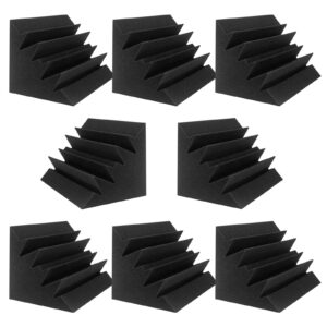 jber 8 pack acoustic foam bass trap studio foam 12" x 7" x 7" soundproof padding wall panels corner block finish for studios home and theater,ktv