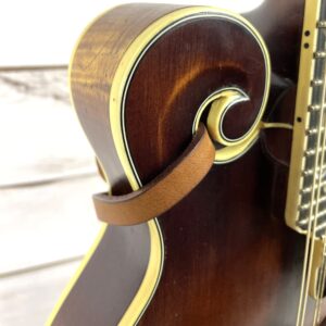 Walker And Williams M-10 Premium Retro Brown 100% Grain Leather Mandolin, Mandola, Bouzouki or Uke Strap For F And A Type Mandolins