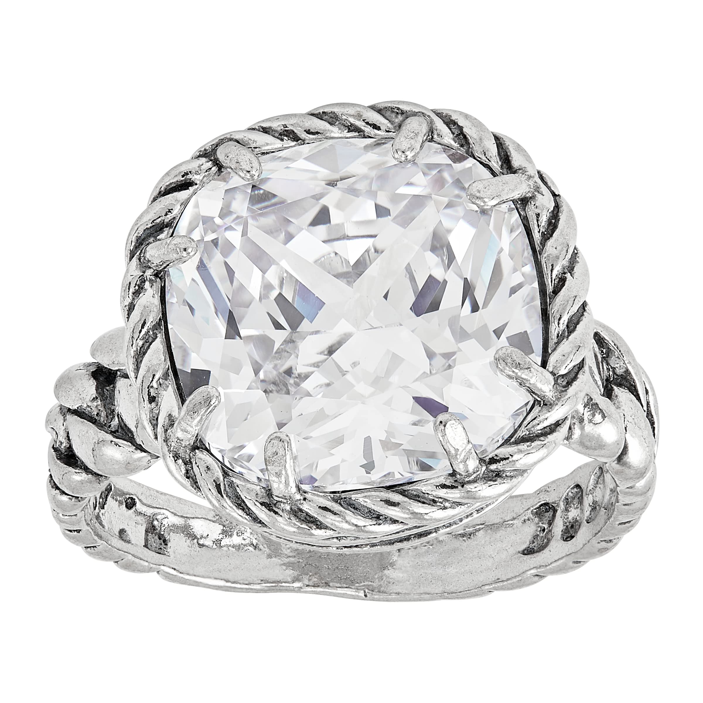 Silpada 'Braided Brilliance' Cubic Zirconia Cocktail Ring in Sterling Silver, Size 6, Size 6