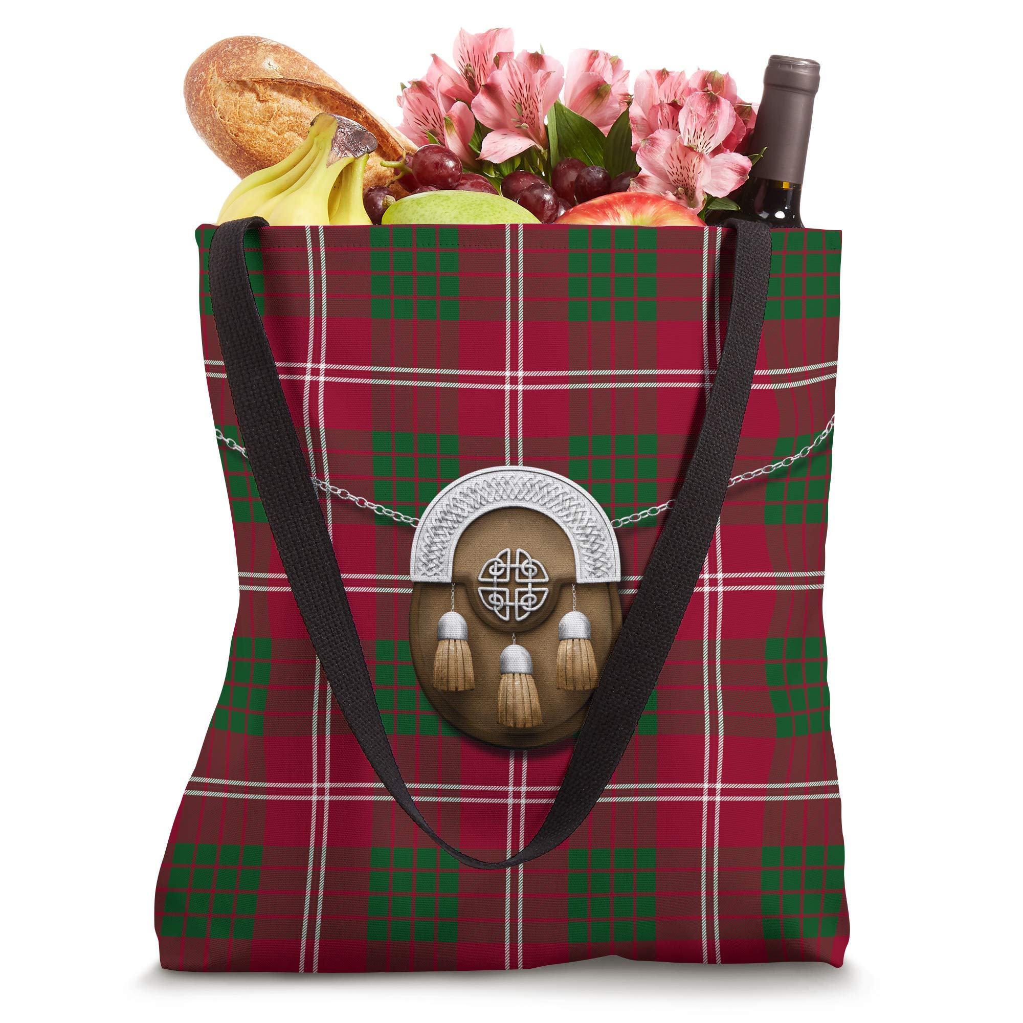 Scottish Clan Crawford Tartan Plaid With Sporran Tote Bag