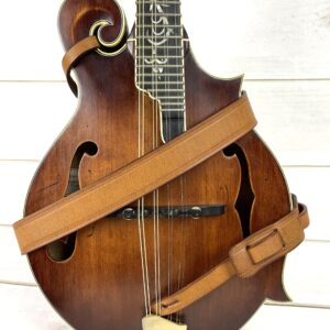 Walker And Williams M-10 Premium Retro Brown 100% Grain Leather Mandolin, Mandola, Bouzouki or Uke Strap For F And A Type Mandolins