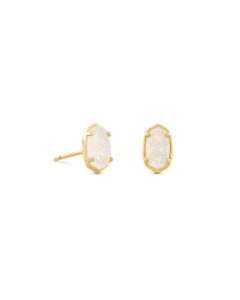 kendra scott emilie stud earrings for women, fashion jewelry, 14k gold-plated, iridescent drusy