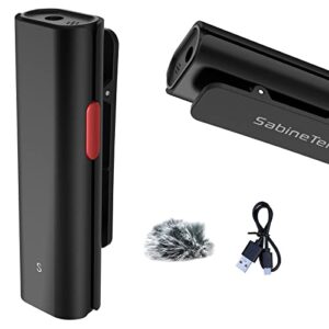 sabinetek wireless bluetooth microphone, lavalier lapel microphone for iphone android smartphone, clip -on recording mic for vlogger, youtube, interview, video (smartmike lite)