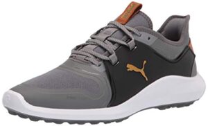 puma mens ignite fasten8 golf shoe, quiet shade-gold-puma black, 10 us