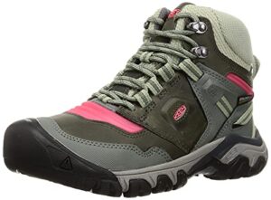 keen women's ridge flex mid height waterproof hiking boots, castor grey/dubarry, 9