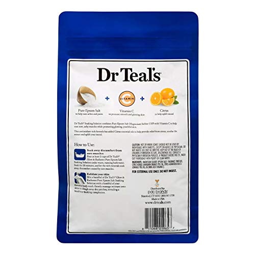 Dr Teal's Pure Epsom Salt Bath Variety Gift Set (2 Pack, 3lb Ea.) - Relax & Relief Eucalyptus & Spearmint, Glow & Radiance Vitamin C & Citrus - Essential Oils Soothe The Mind, Alleviated Daily Stress