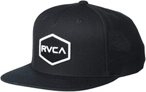 rvca men's adjustable straight brim snapback hat/black/white, 1sz