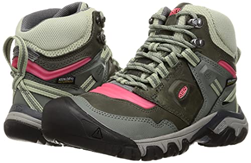 KEEN Women's Ridge Flex Mid Height Waterproof Hiking Boots, Castor Grey/Dubarry, 9