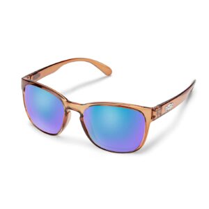 suncloud loveseat polarized sunglasses, transparent brown/polarized blue mirror, one size