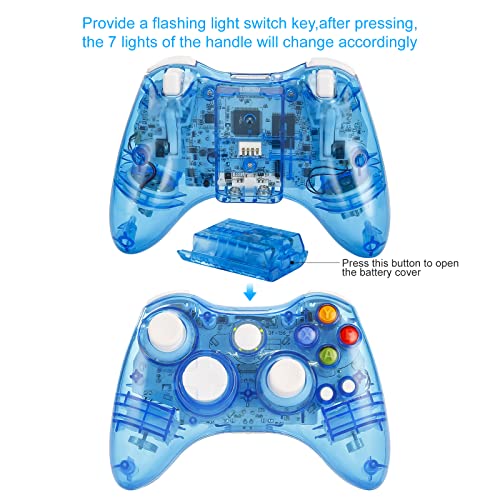 kosiwun 2.4GHZ Wireless Controller for Xbox 360 Controller, Wireless Remote Joystick Gamepad with USB Adapter Receiver for Xbox 360&360 Slim/PC Windows 10 8 11 Blue