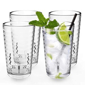 alimota plastic tumblers cups, [unbreakable acrylic] plastic water tumbler drinking glasses, 13-ounce set of 4, shatter-proof, dishwasher safe, bpa free, reusable cups for water, juice, cocktail…