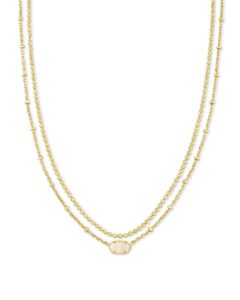 kendra scott emilie multi-strand necklace for women, fashion jewelry, 14k gold-plated, iridescent drusy