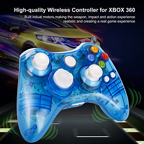 kosiwun 2.4GHZ Wireless Controller for Xbox 360 Controller, Wireless Remote Joystick Gamepad with USB Adapter Receiver for Xbox 360&360 Slim/PC Windows 10 8 11 Blue