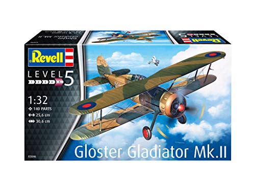 Revell 03846 Gloster Gladiator Mk. II, Flugzeugmodell 1:32, 26,2 cm Model Kit, Unvarnished