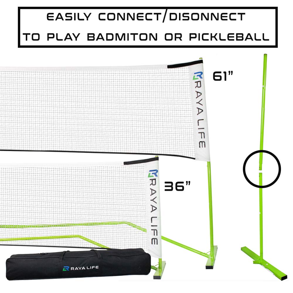 RayaLife Portable Pickleball Net & Badminton Net 2 in 1-22ft Width Standard Pickleball Net Size- Indoor & Outdoor Multi-Sport Pickleball Net – Weatherproof, Durable, Easy Assembly