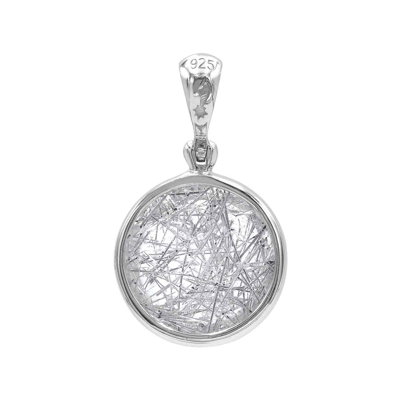 Starborn Silvery Tourmalinated Quartz Pendant in Sterling Silver