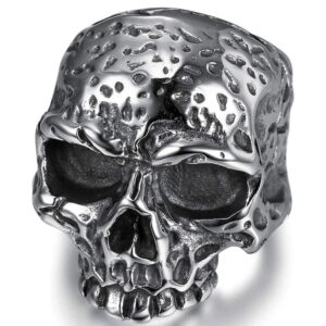 jude jewelers stainless steel gothic skull vintage antique style cocktail party holiday statement biker ring (silver, 8)