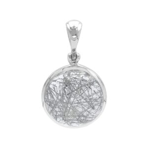 starborn silvery tourmalinated quartz pendant in sterling silver