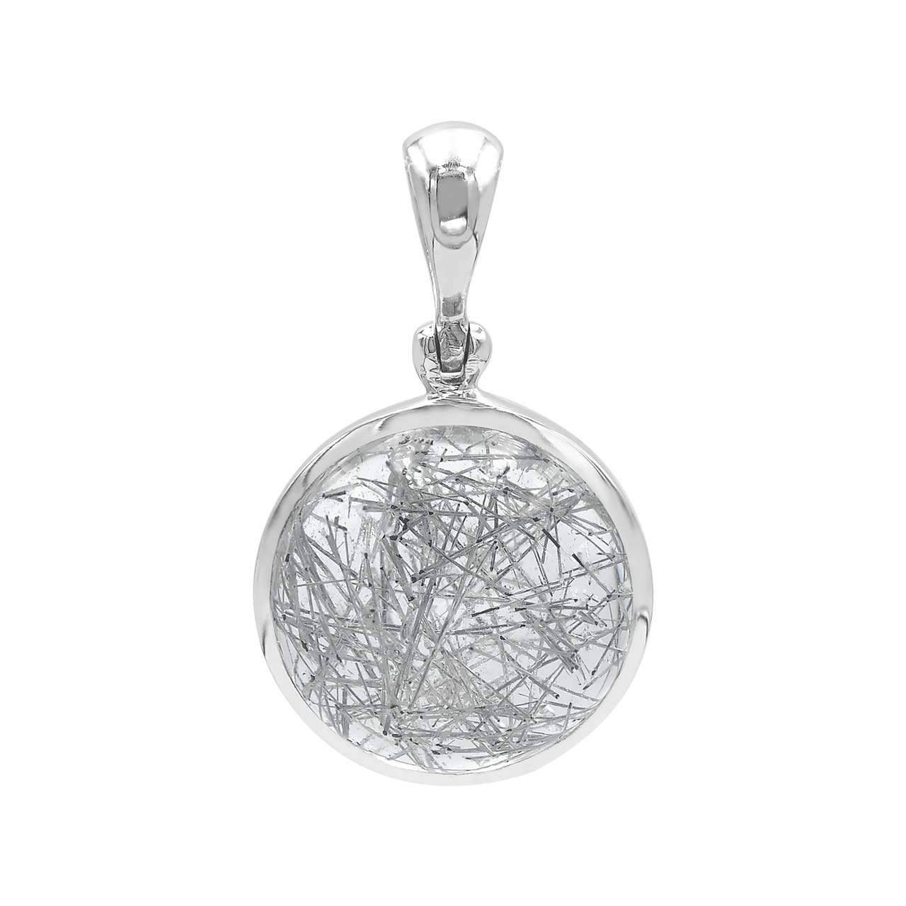 Starborn Silvery Tourmalinated Quartz Pendant in Sterling Silver