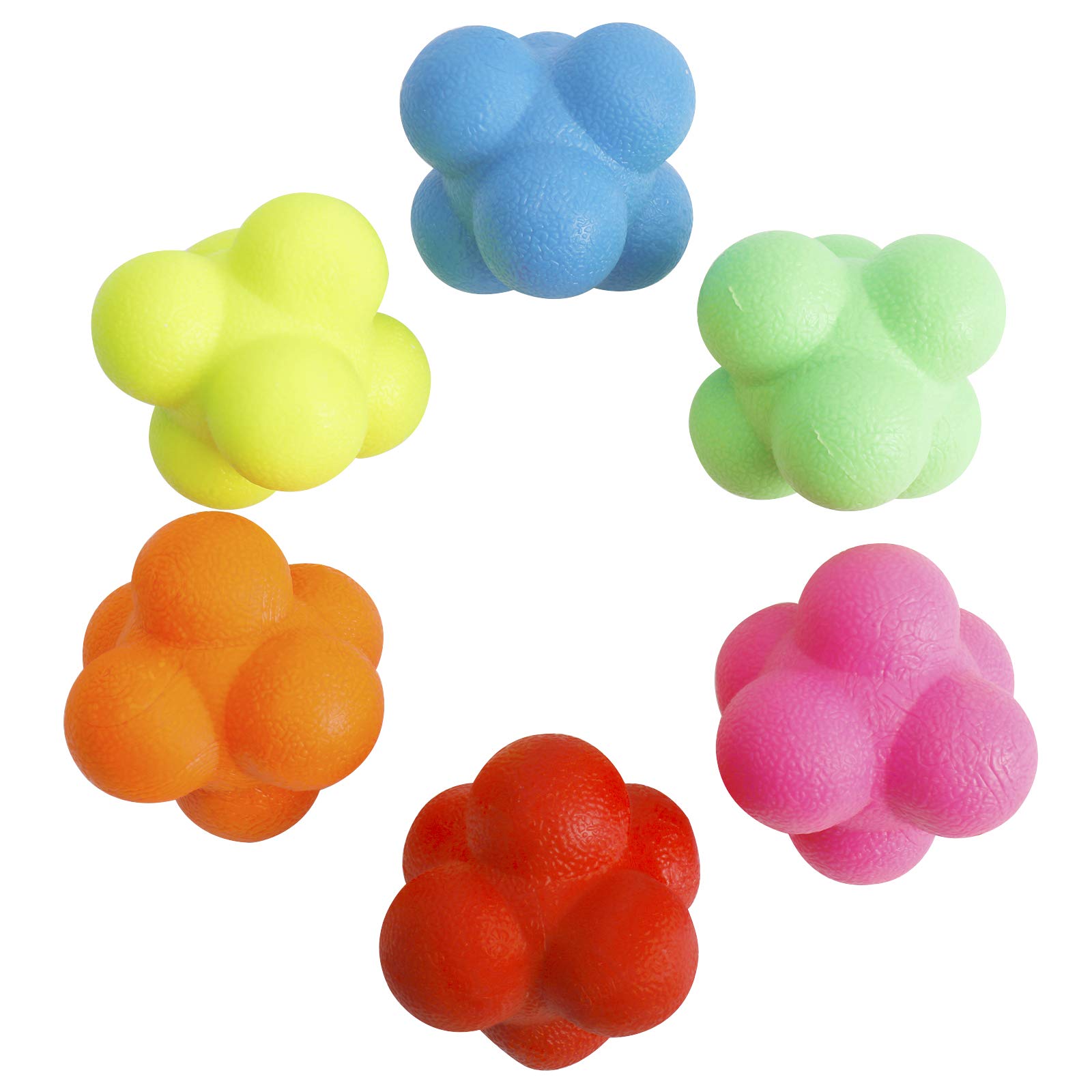 Yaegoo 6 PCS Reaction Balls Rubber Reaction Bounce Balls for Hand-Eye Coordination, Agility & Speed Reflex Training