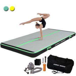 airmat nordic carbon air mat tumble track 10ft/13ft/16ft/20ft/26ft with electric air pump, inflatable gymnastics mat for home, best for gymnastics, cheerleading - 5ft wide and 6" thick, tumbling mat