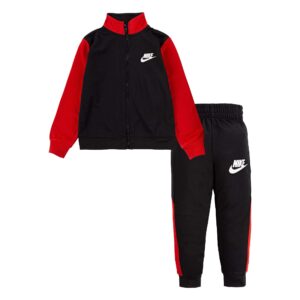 nike boy`s jacket and pants 2 piece set (black(86g795-023)/red, 12 months)