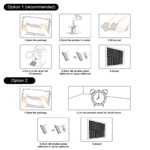 JBER 12 Pack Acoustic Foam Panels, 1" X 12" X 12" Studio Soundproofing Wedges Fire Resistant Sound Proof Padding Acoustic Treatment Foam (Black)