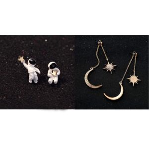 Weird Cute Fun Cool Aesthetic Earrings Abstract Face Earrings Star and Moon Earrings Lesbian Earrings Long Drop Dangle Earrings for Women and Teen Girls