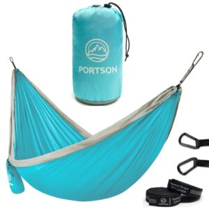 portson camping hammock - based in madison - double hammock for backpacking, travel, hiking - portable hammock - tree-friendly straps included