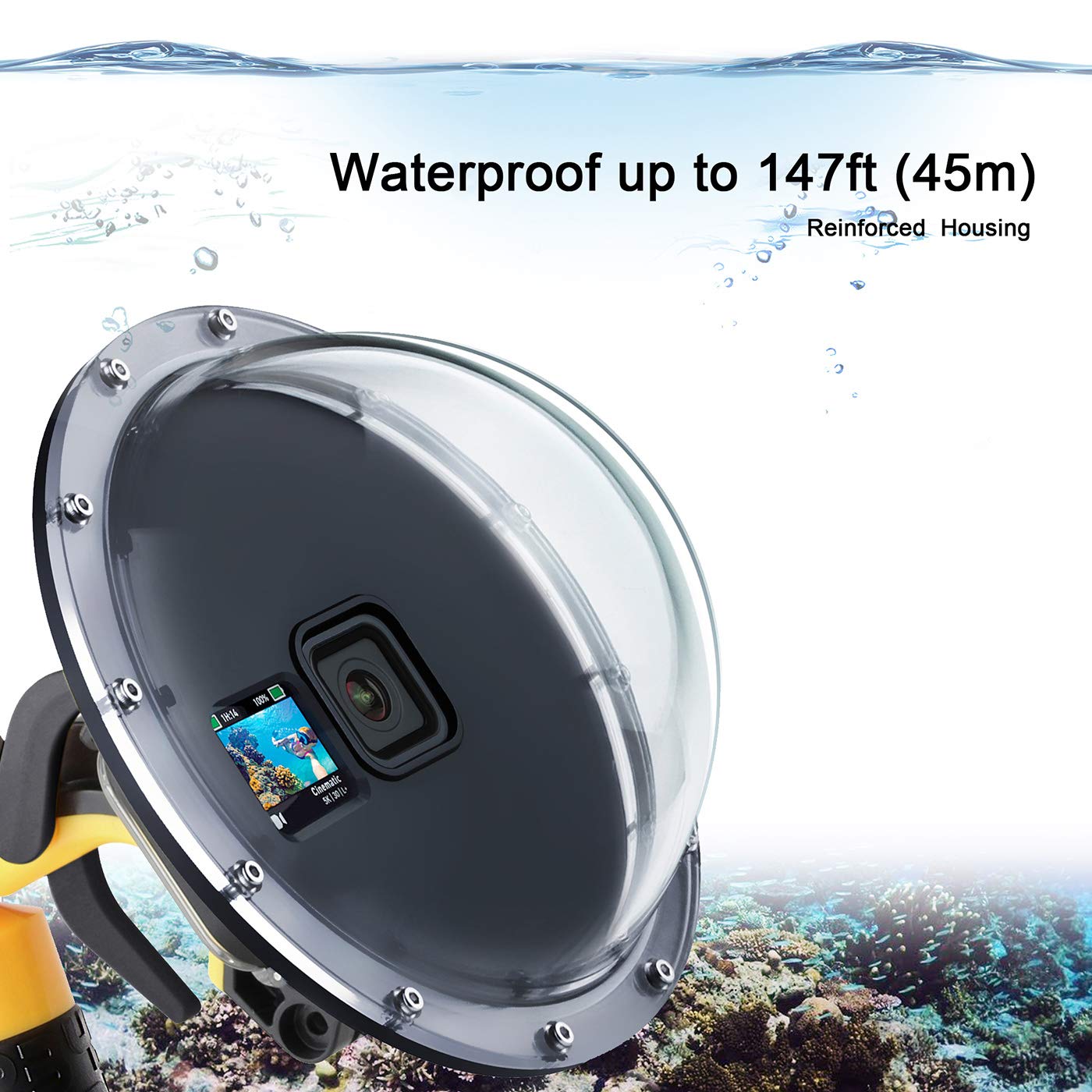 SOONSUN Dome Port for GoPro Hero 12 11 10 9 Black 45M Waterproof Dome Port Lens with Housing Case for GoPro Hero 9 10 11 12 Black Camera Underwater Photograhpy Accessories