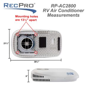 RecPro RV Air Conditioner Low Profile 9.5K Non-Ducted | Optional Heat Pump | Quiet AC | Cooling Only | RV AC Unit | Camper Air Conditioner (Do Not Include Heat Pump, White)