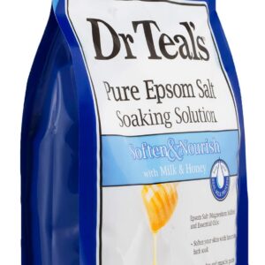 Dr Teal's Epsom Salt Bath Variety Gift Set (2 Pack, 3lb Ea.) - Relax & Relief Eucalyptus & Spearmint, Soften & Nourish Milk & Honey - Essential Oils Blended with Pure Epsom Salt Eases Pain & Stress