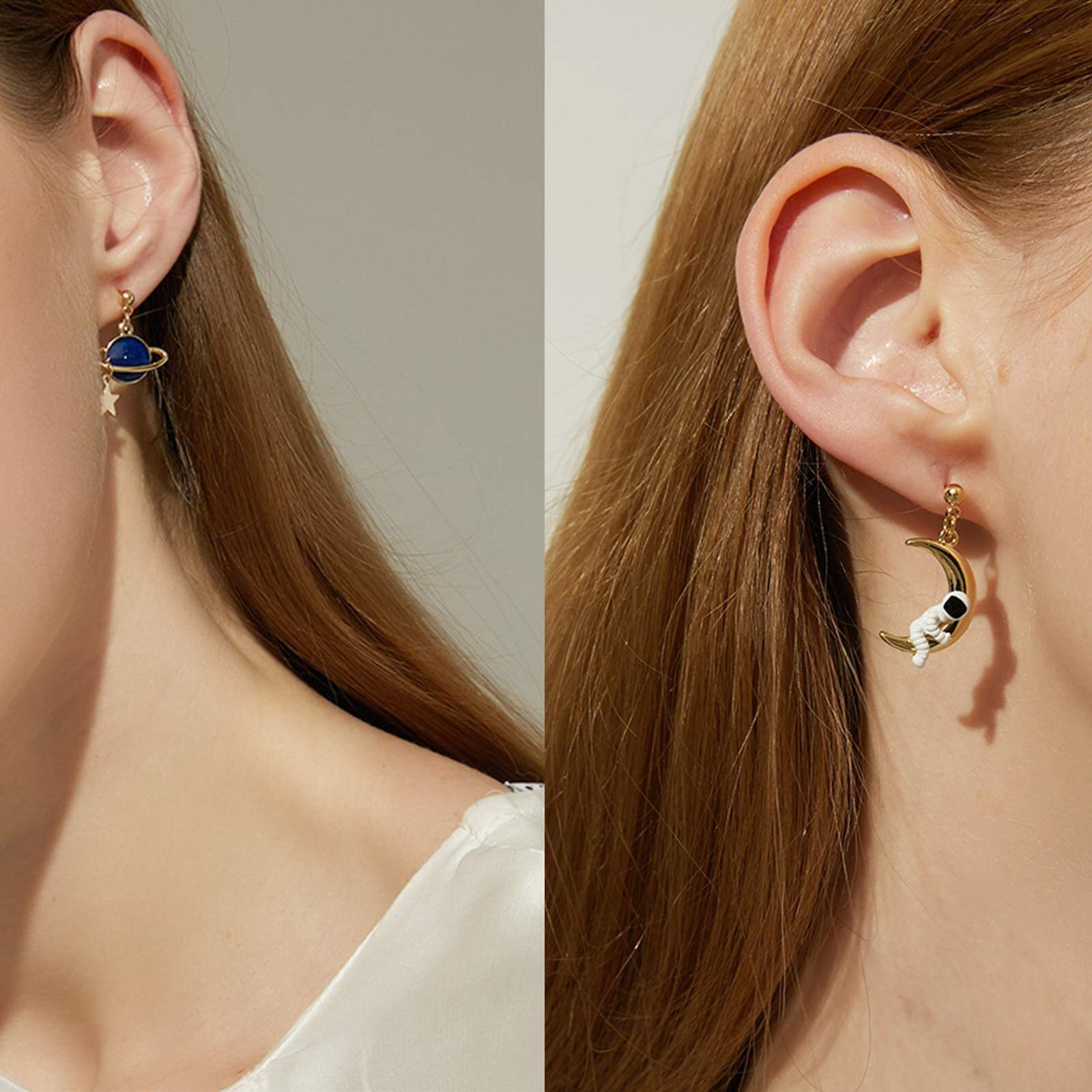 Weird Cute Fun Cool Aesthetic Earrings Abstract Face Earrings Star and Moon Earrings Lesbian Earrings Long Drop Dangle Earrings for Women and Teen Girls