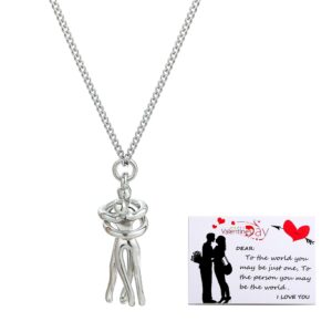 taouzi valentine's day hug necklace for women couples necklace for women message card necklace stainless steel necklace valentine's day gift for women