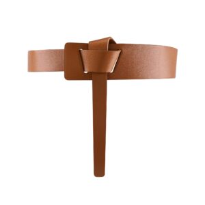 chic diary women fashion knot belt for dress jeans pu leather tie waist belt no buckle cinch belt (coffee)